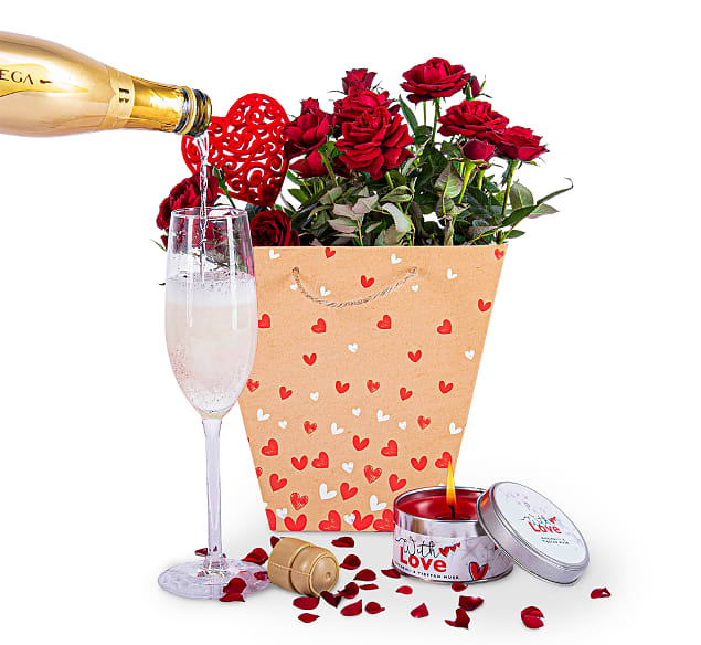 Roses and Bubbly | 123 Flowers